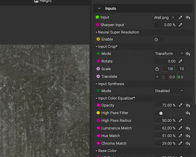 Image Input and Sharpening | InstaMAT Documentation